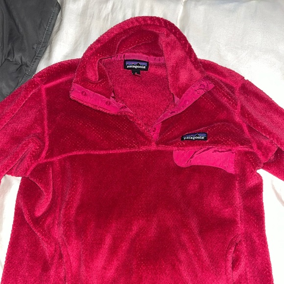 Patagonia | Tops | Womens Red Fuzzy Patagonia Vest | Poshmark